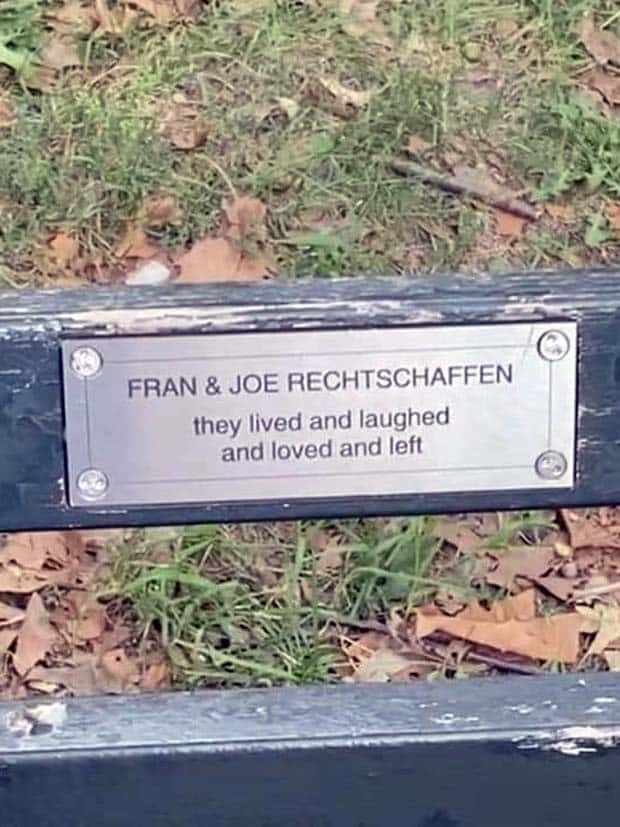 43 Bench Plaques that Bring Smiles and Memories | KLYKER.COM