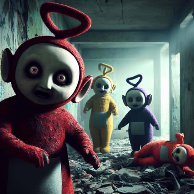 Dystopian Teletubbies Horror by AI | KLYKER.COM